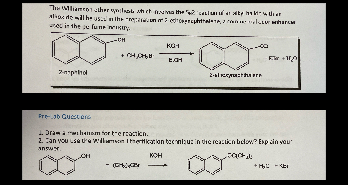 The Williamson ether synthesis which involves the SN2 | Chegg.com
