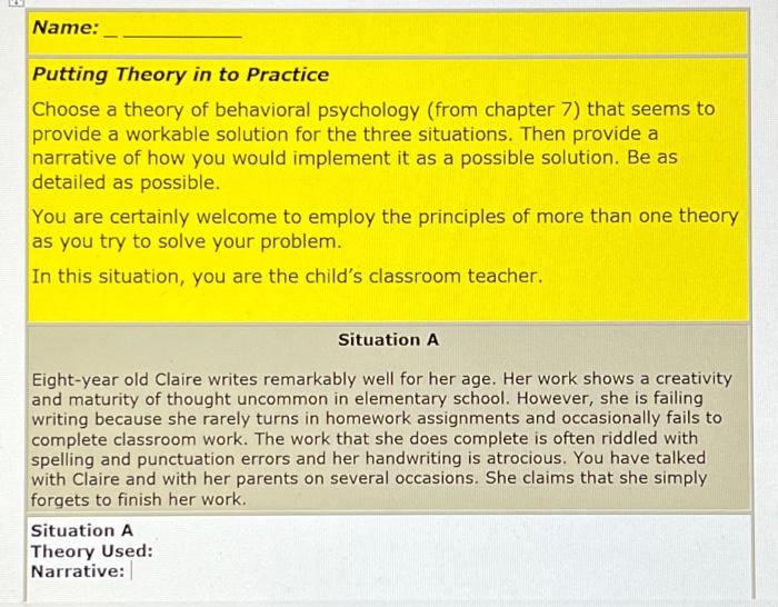 Solved Putting Theory in to Practice Choose a theory of | Chegg.com