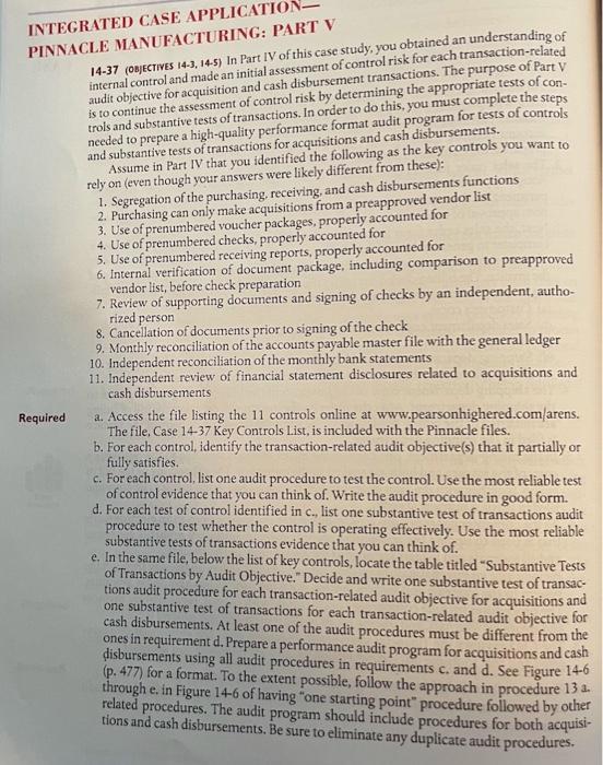 Solved INTEGRATED CASE APPLICATION PINNACLE MANUFACTURING: | Chegg.com