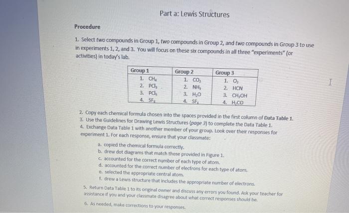 Solved Part b: Molecular Geometry In this experiment you | Chegg.com