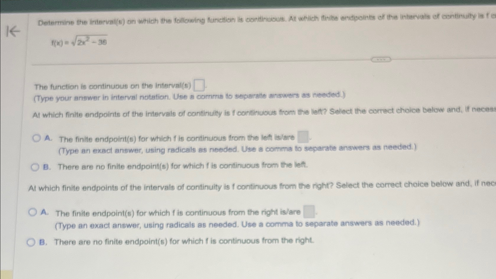 Solved f(x)=2x2-362The function is continuous on the | Chegg.com