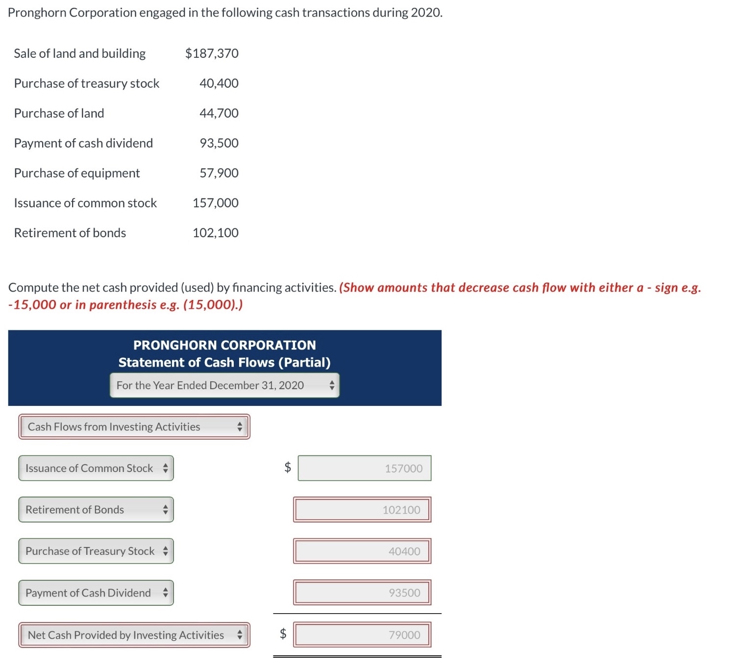 Solved Pronghorn Corporation engaged in the following cash | Chegg.com