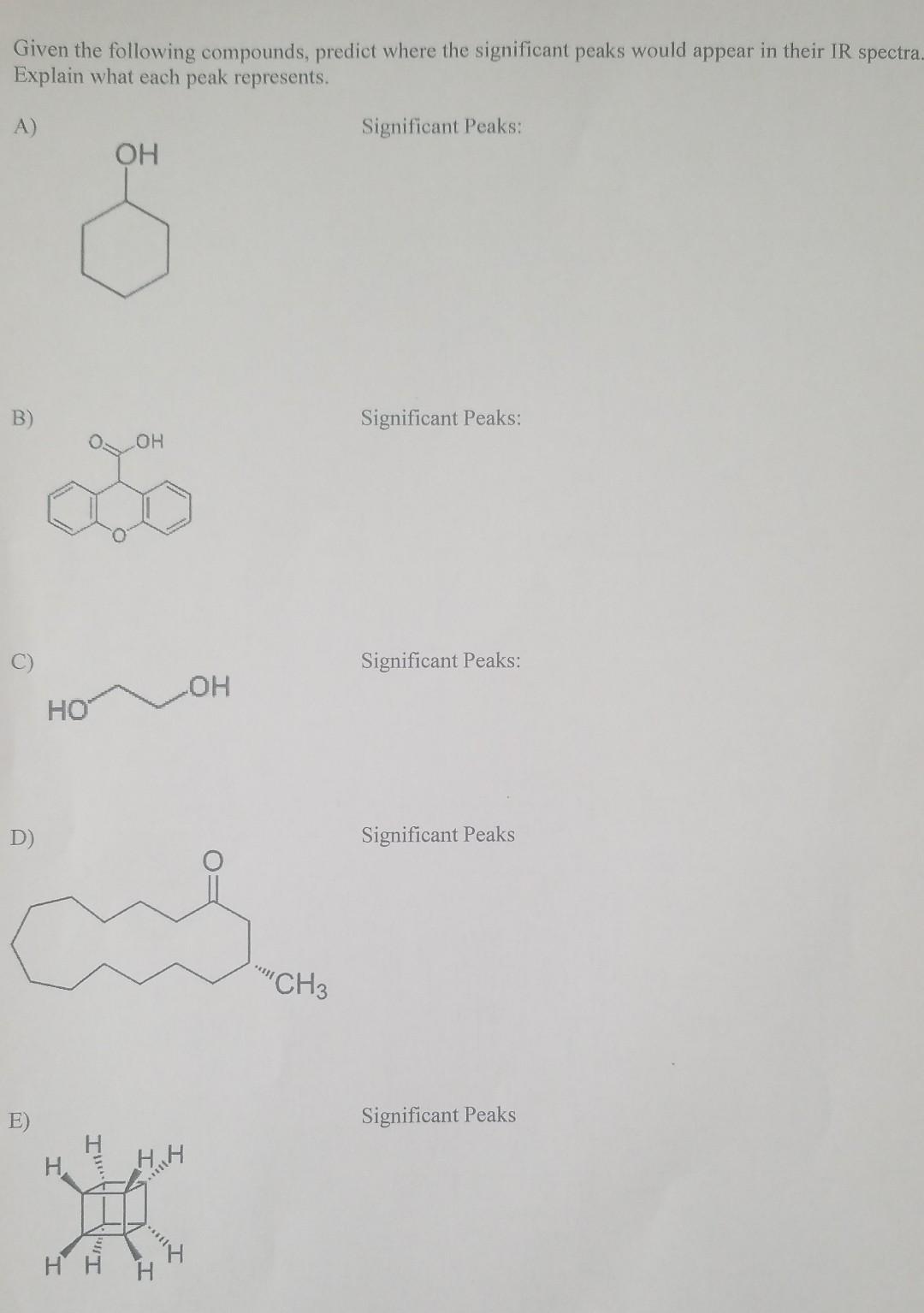 Solved Given the following compounds, predict where the | Chegg.com