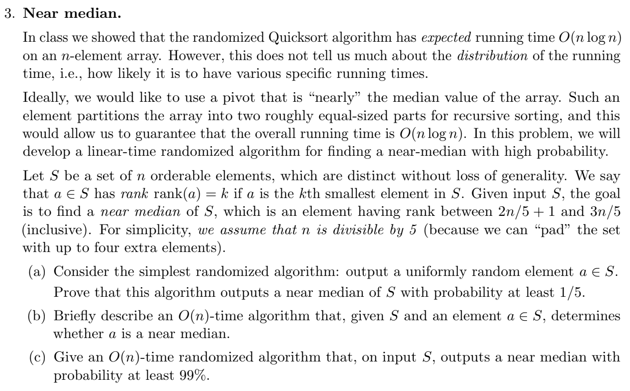 Solved 3. ﻿Near median.In class we showed that the | Chegg.com