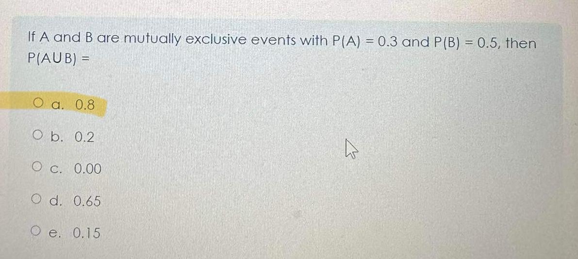 Solved If A and B ﻿are mutually exclusive events with | Chegg.com