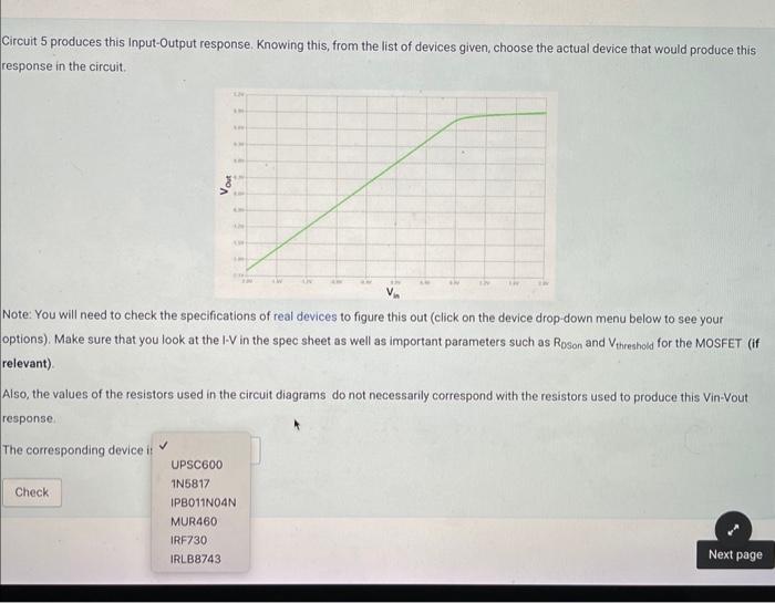 Circuit 5 produces this Input-Output response. | Chegg.com