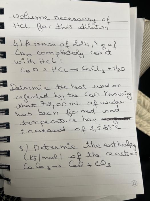 Solved CaCo3( s)+HCl(og)−CaCl2(∞)+H20( s)Co2(g){15.2KJmal) | Chegg.com