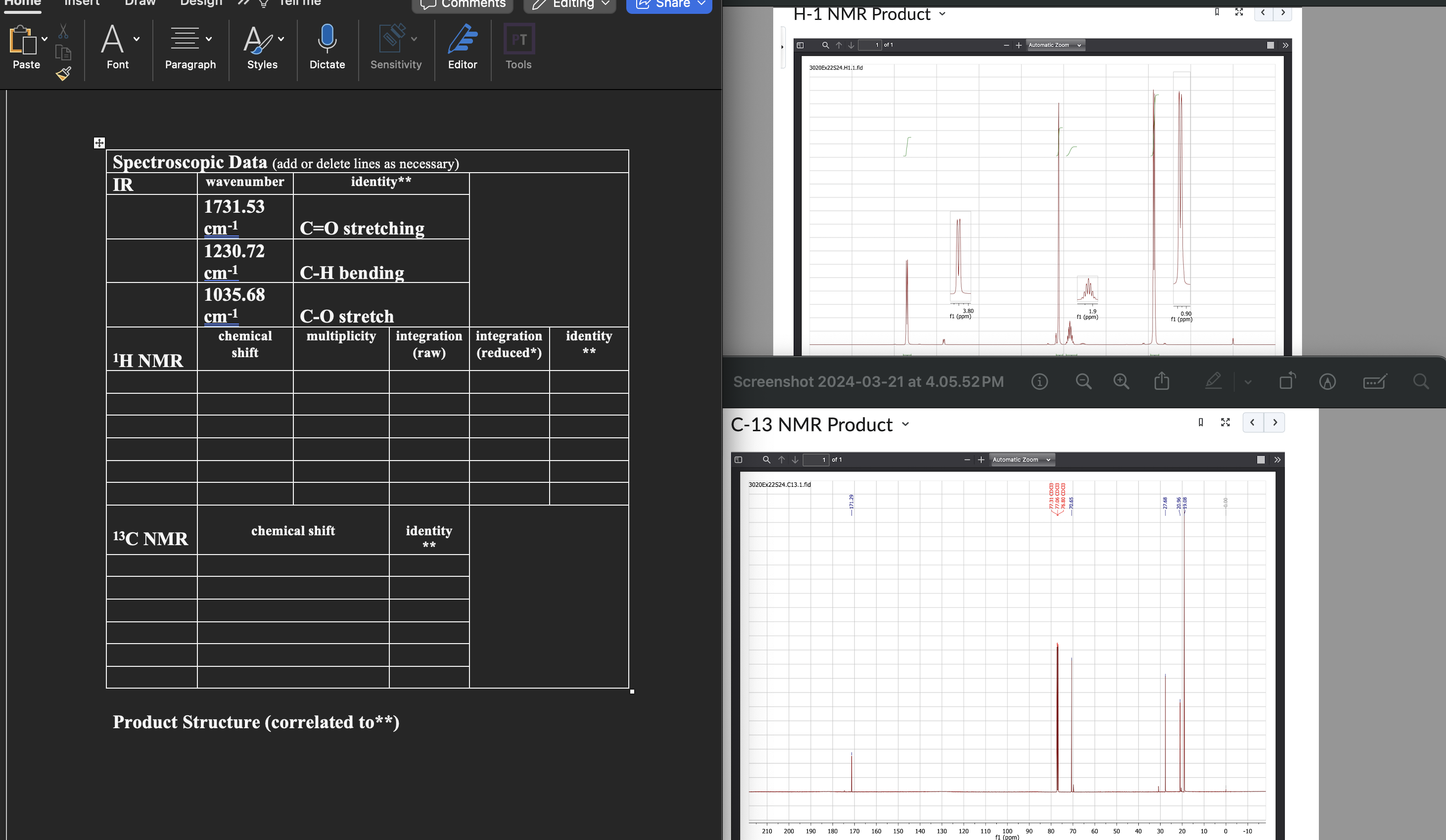 Solved Complete the chart on the left using the HNMR and | Chegg.com