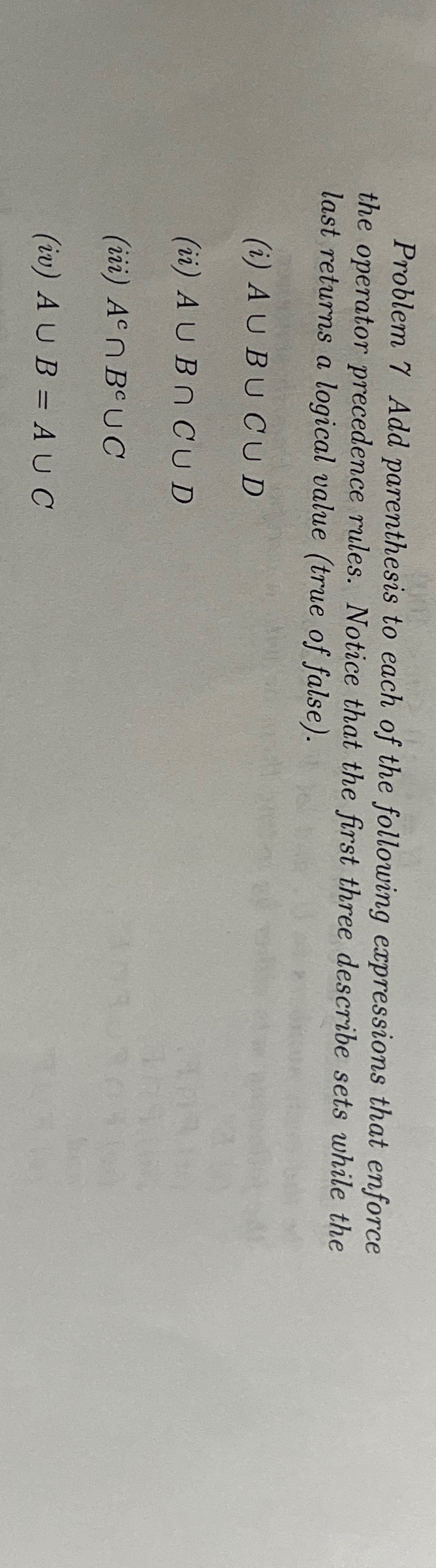 Solved Problem 7 ﻿Add parenthesis to each of the following | Chegg.com
