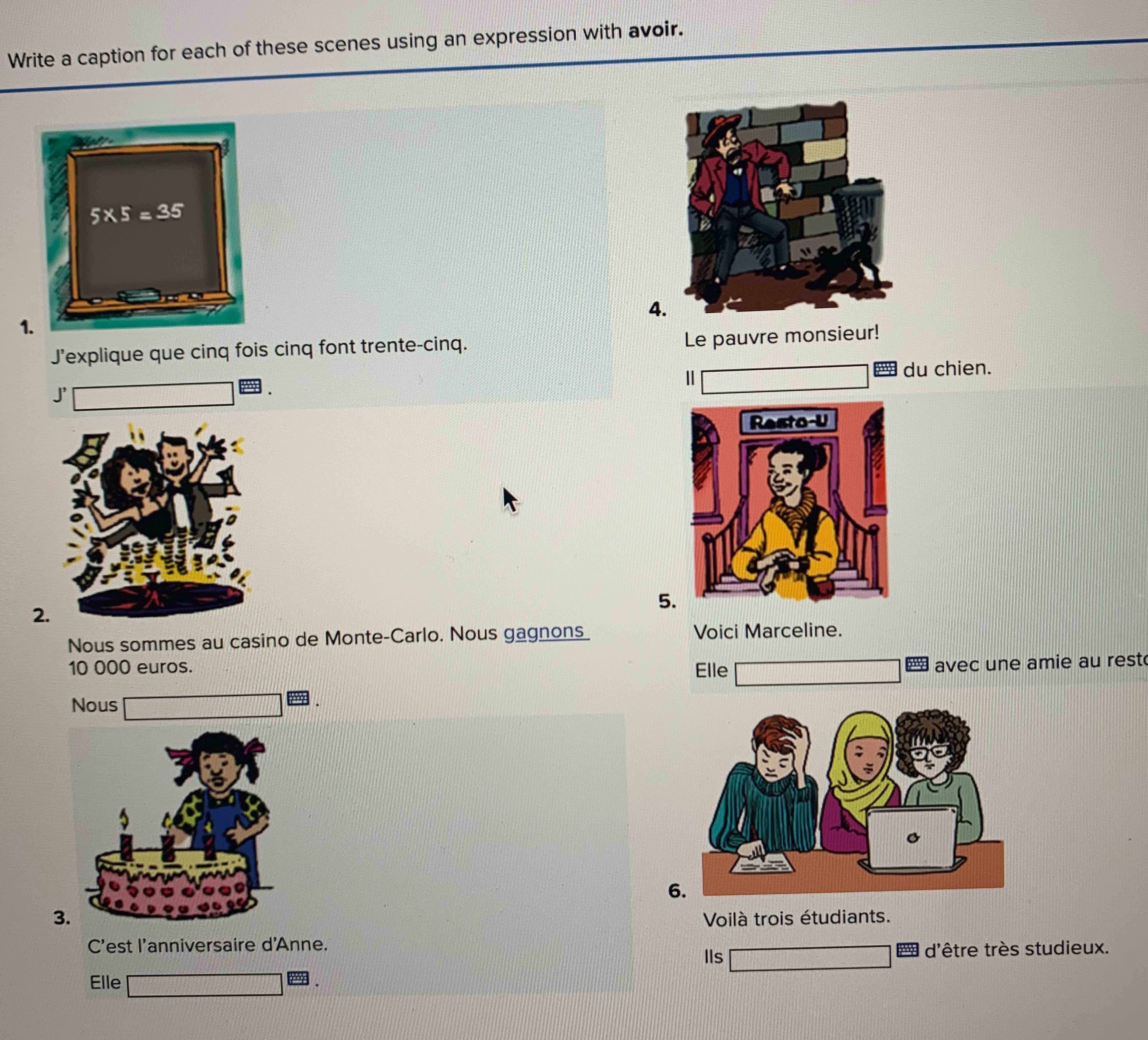 Write a caption for each of these scenes using an | Chegg.com