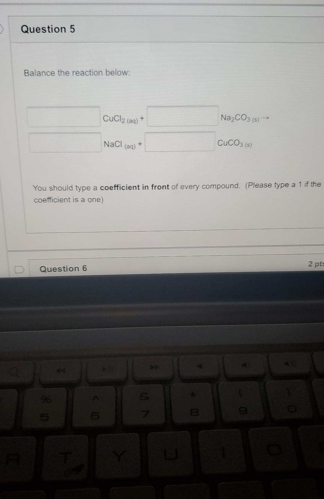 Solved Balance the reaction below: CuCl2(aq)+Na2CO3( | Chegg.com