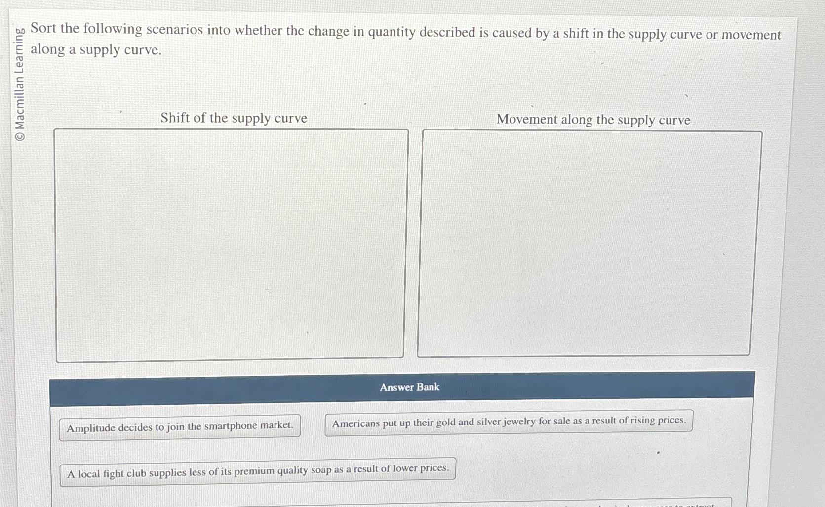 Solved bo Sort the following scenarios into whether the | Chegg.com