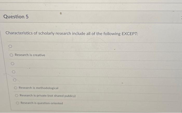 Solved Characteristics of scholarly research include all of | Chegg.com