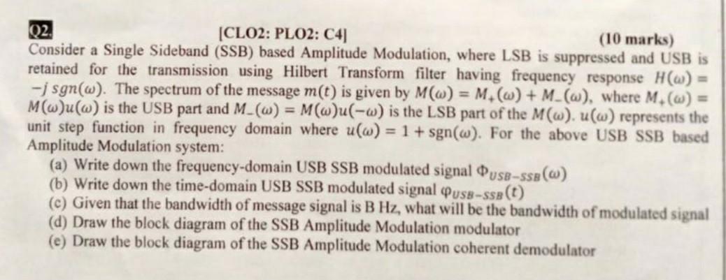 Solved Q2. [CLO2: PLO2: C4] (10 marks) Consider a Single | Chegg.com