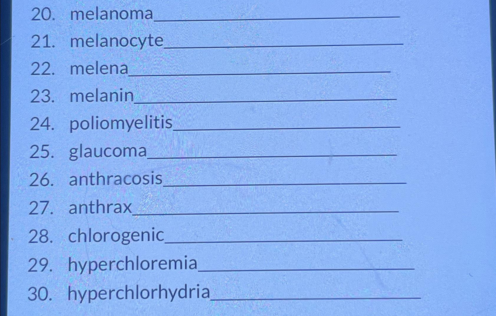 Solved Give the medical terminology definition for each of | Chegg.com