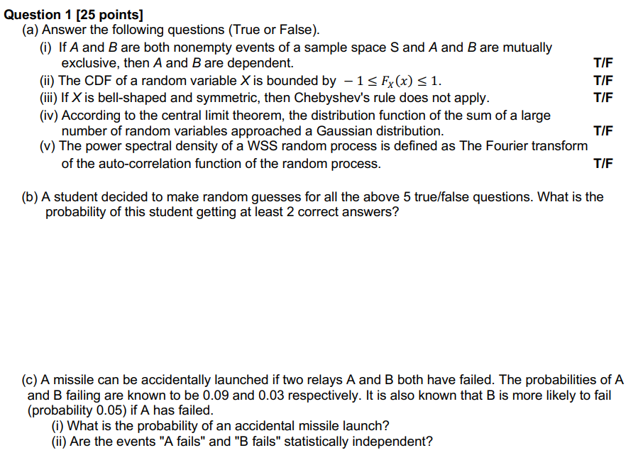 Solved Question 1 [25 ﻿points](a) ﻿Answer the following | Chegg.com