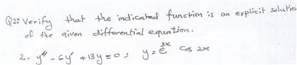 Solved Verify that the indicated function is an explicit | Chegg.com