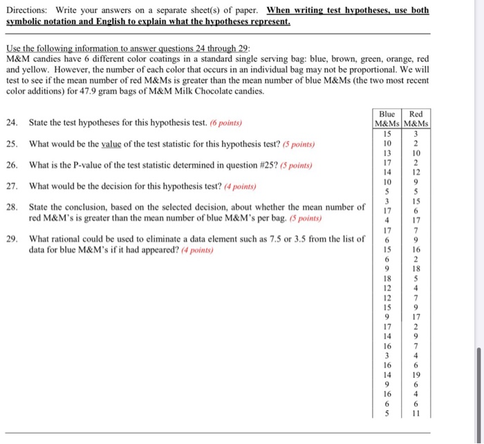 Solved Directions: Write your answers on a separate sheet(s) | Chegg.com