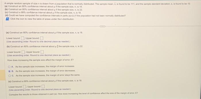 Solved (a) Construct an bos confidence interval about u if | Chegg.com
