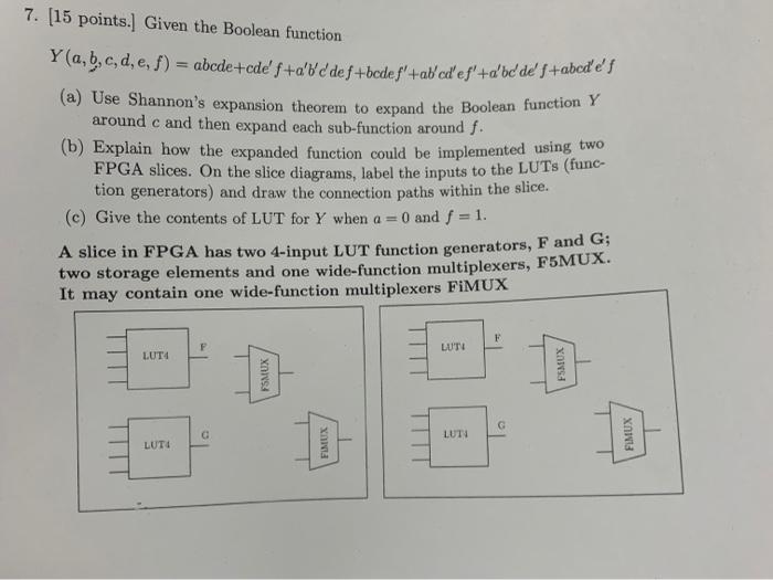 Solved [15 points.] Given the Boolean function | Chegg.com
