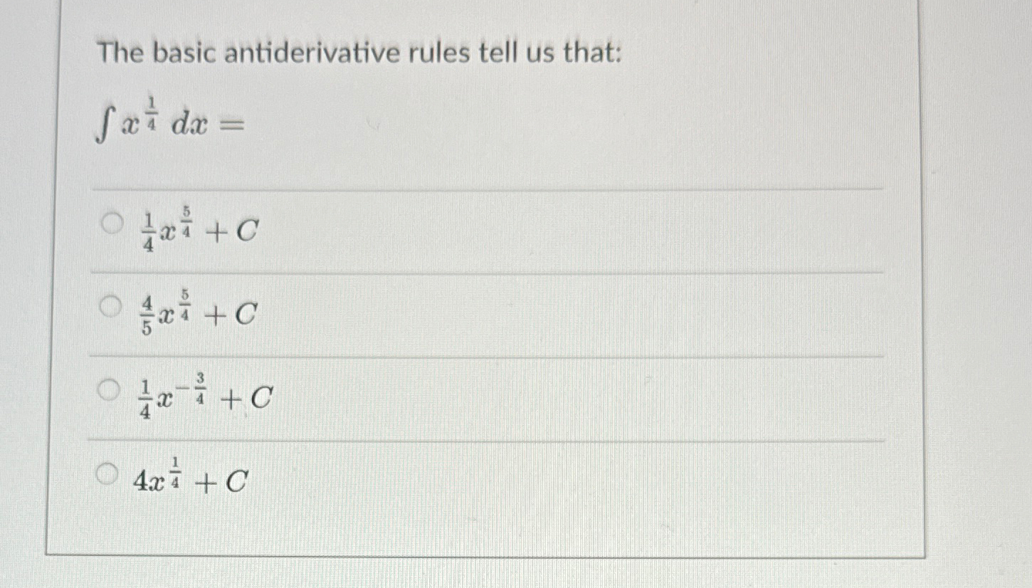 Solved The basic antiderivative rules tell us | Chegg.com
