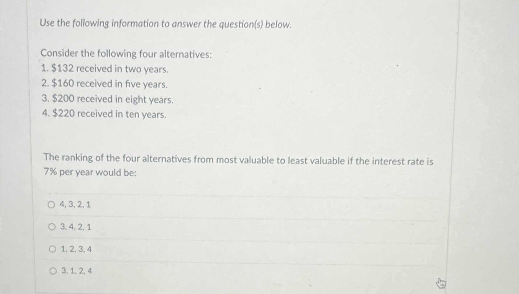 Solved Use the following information to answer the | Chegg.com