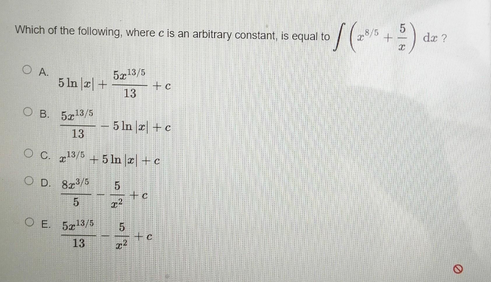 Solved Which of the following, where c is an arbitrary | Chegg.com