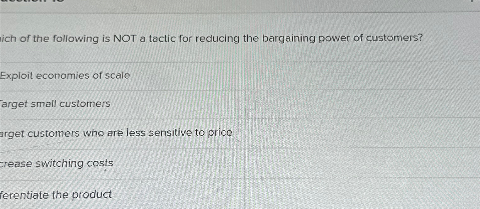 Solved ich of the following is NOT a tactic for reducing the | Chegg.com