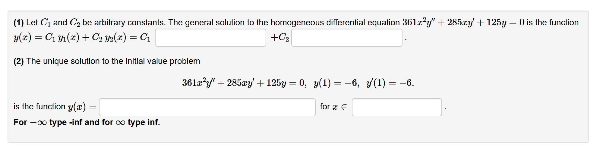 (1) ﻿Let C1 ﻿and C2 be ﻿arbitrary constants. The | Chegg.com