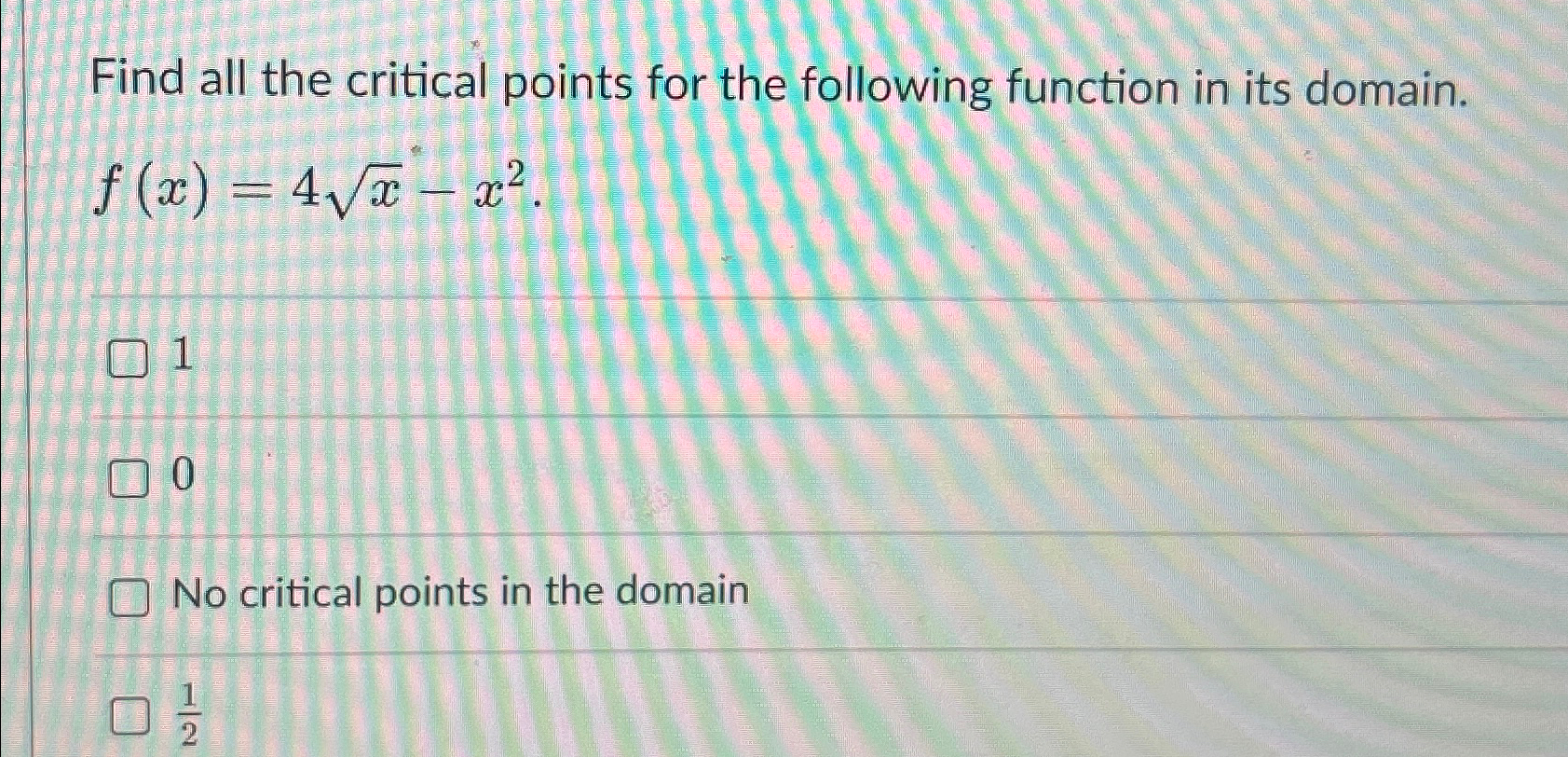 Solved Find all the critical points for the following | Chegg.com