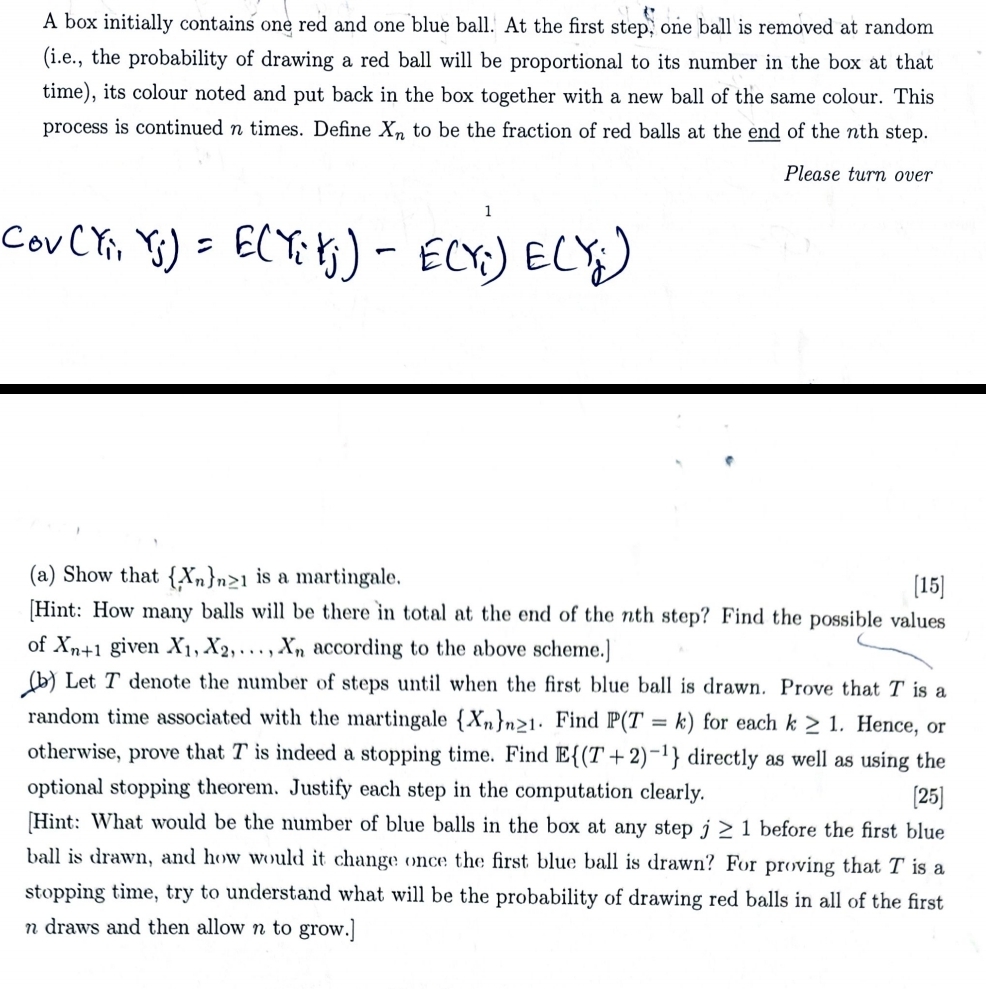 Solved A box initially contains one red and one blue ball. | Chegg.com
