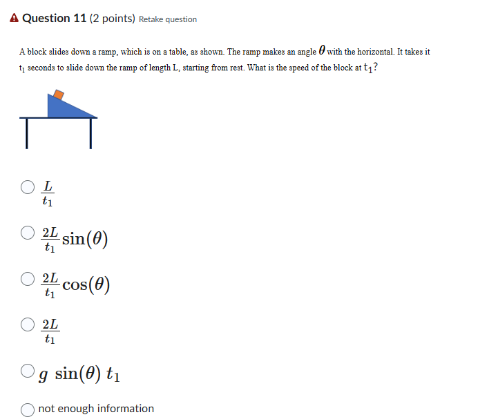 Solved A Question 11 (2 ﻿points) ﻿Retake questionA block | Chegg.com