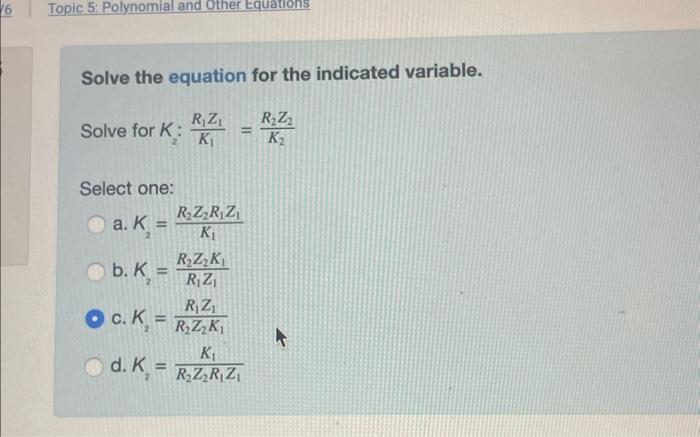 Solved Solve the equation for the indicated variable. Solve | Chegg.com