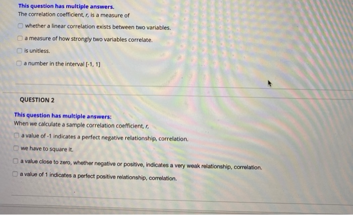 Solved This question has multiple answers. The correlation | Chegg.com