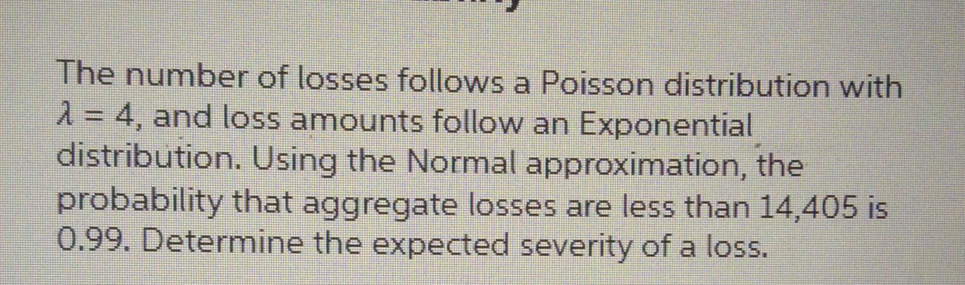 Solved The number of losses follows a Poisson distribution | Chegg.com