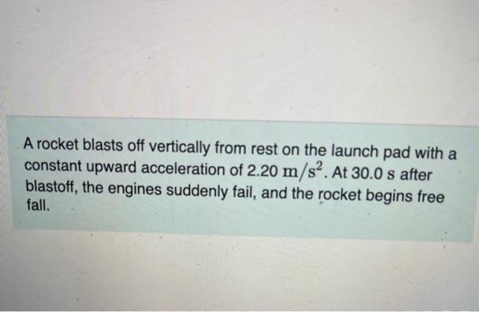 Solved A rocket blasts off vertically from rest on the | Chegg.com