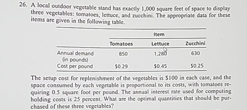 Solved A local outdoor vegetable stand has exactly 1,000 | Chegg.com