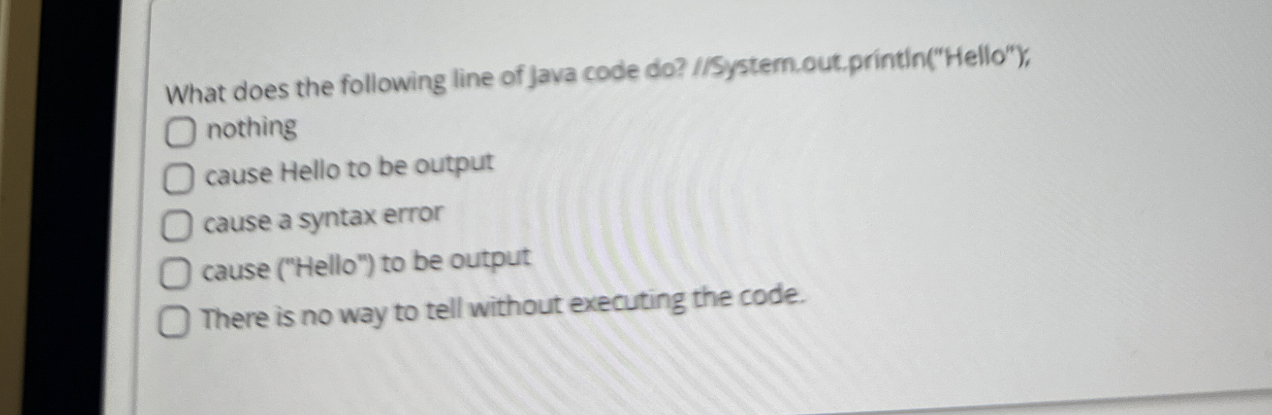Solved What does the following line of java code do? | Chegg.com
