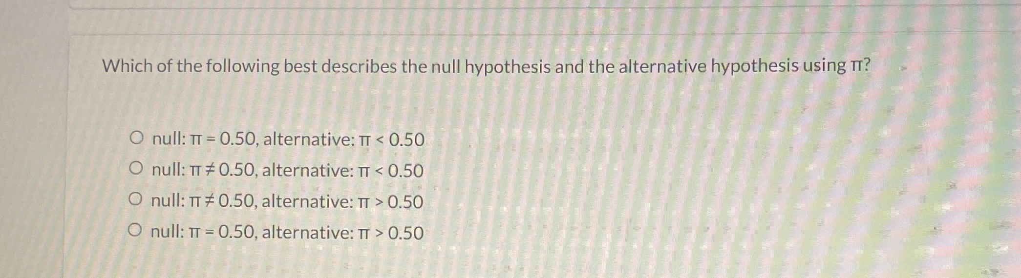Solved Which of the following best describes the null | Chegg.com