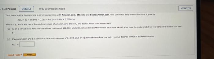 Solved Π(x,y,n)=10,000−0.01x−0.02y−0.01y+0.00001xx f(2)= | Chegg.com