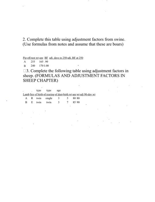 Solved 2. Complete this table using adjustment factors from | Chegg.com