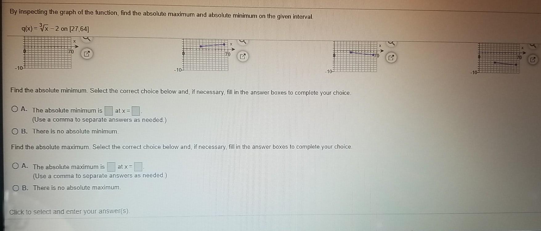 Solved By inspecting the graph of the function, find the | Chegg.com