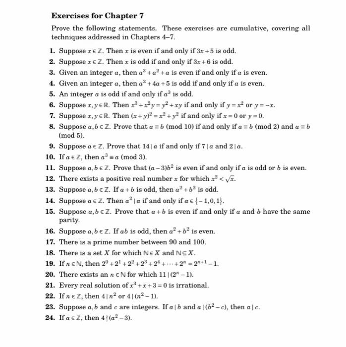 Solved Exercises for Chapter 7 Prove the following | Chegg.com