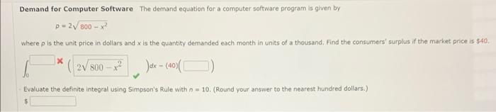 Solved Demand for Computer Software. The demand equation for | Chegg.com