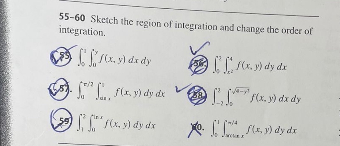Solved 55-60 ﻿Sketch the region of integration and change | Chegg.com