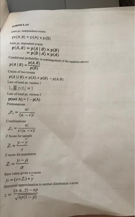 Solved please help to understand what formuls to use to get | Chegg.com