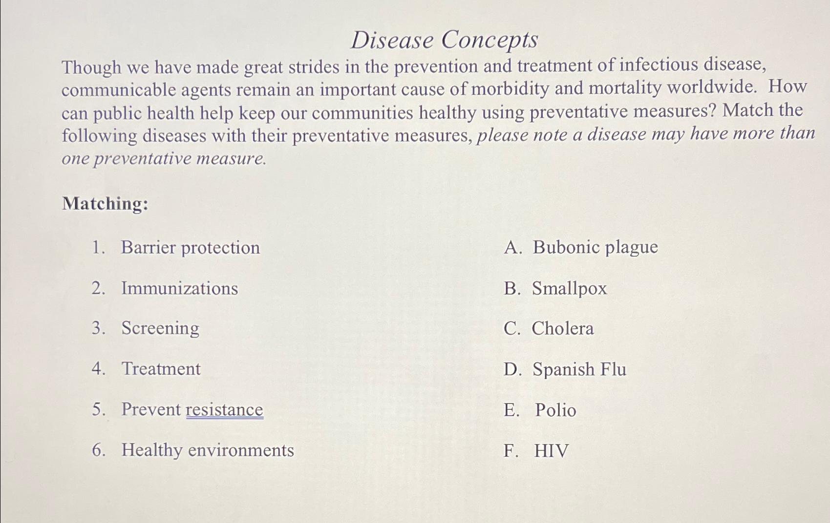 Solved Disease ConceptsThough we have made great strides in | Chegg.com