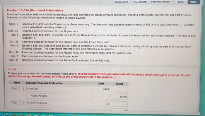 Solved CALCULATOR FULL SCREEN PRINTER VERSION BACK Problem | Chegg.com