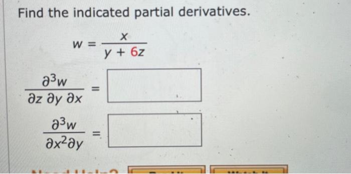 Solved Find the indicated partial derivative. | Chegg.com