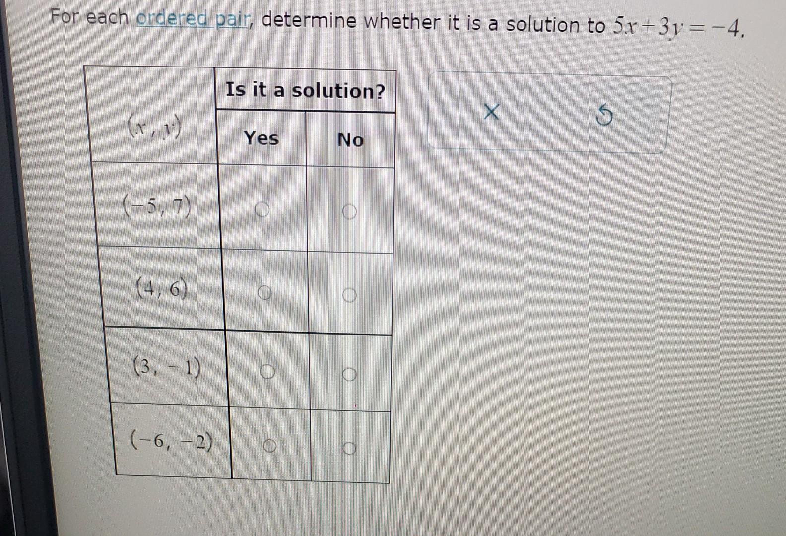 Solved For each ordered pair, determine whether it is a | Chegg.com